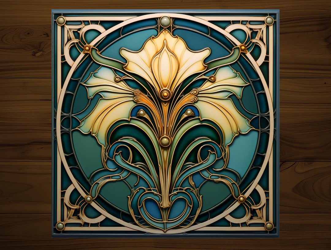 Bellflower Art Nouveau Decorative Tile | Drink Coaster | Desert Home ...