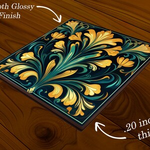 Bellflower Art Nouveau Decorative Tile Drink Coaster Desert Home Decor ...