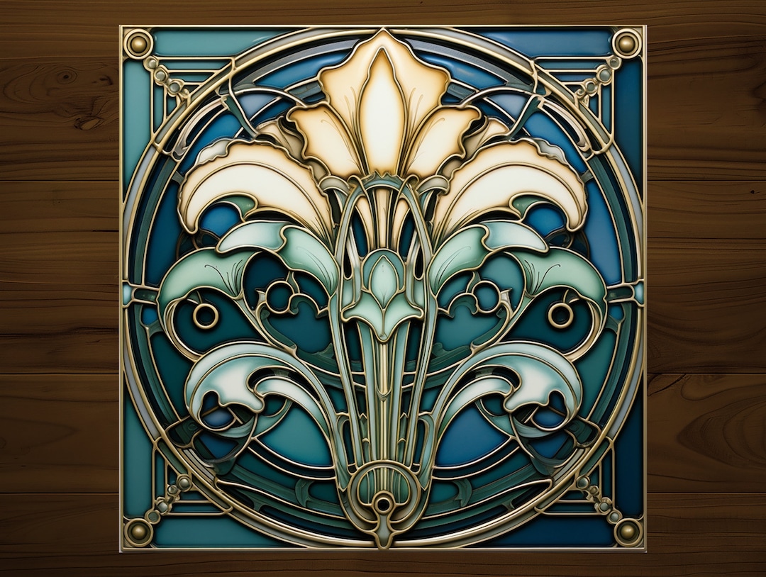 Bellflower Art Nouveau Decorative Tile Drink Coaster Desert Home Decor ...