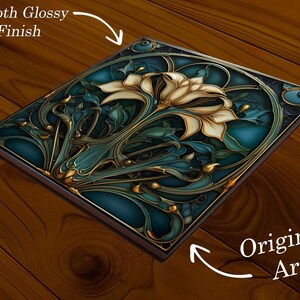 Bellflower Art Nouveau Decorative Tile | Drink Coaster | Flower Decor ...