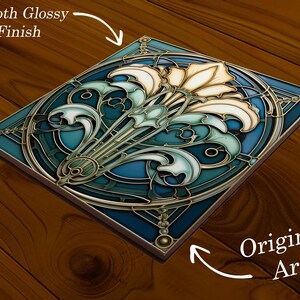 Bellflower Art Nouveau Decorative Tile | Drink Coaster | Desert Home ...