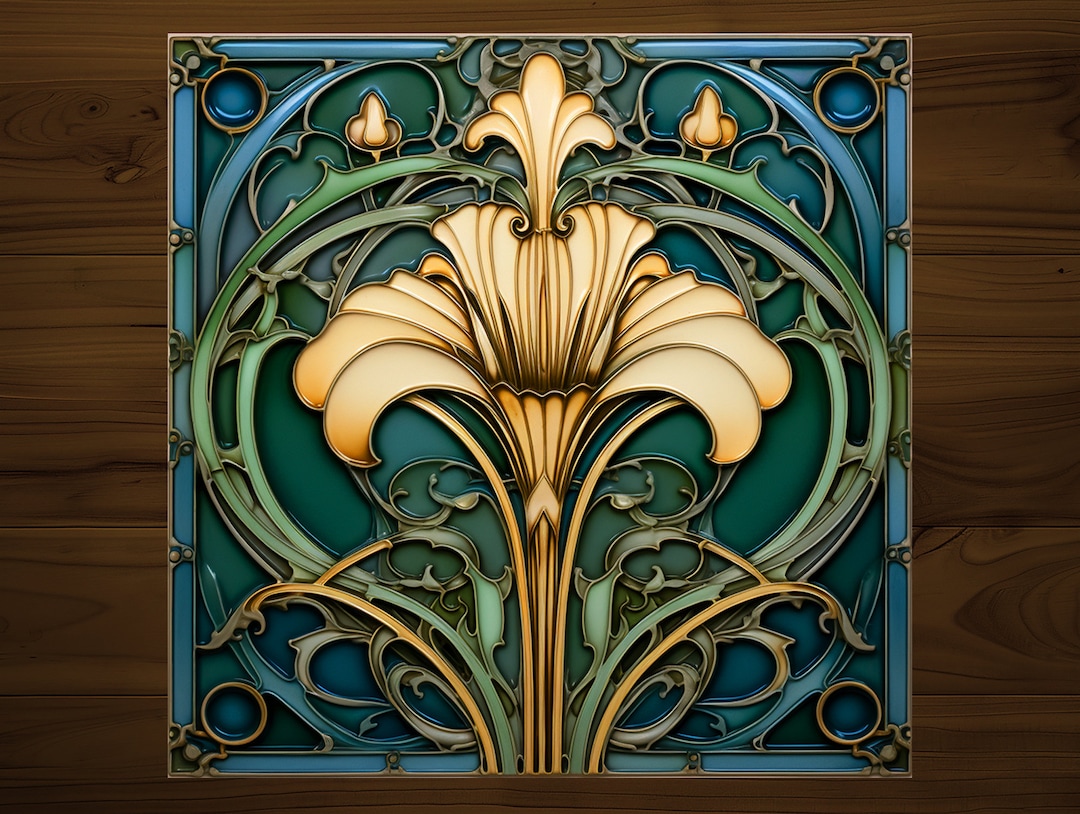 Bellflower Art Nouveau Decorative Tile Drink Coaster Desert Home Decor ...