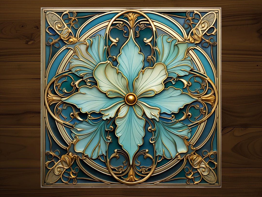 Handmade Bellflower Art Nouveau Project Tile: Floral Decor Glossy ...