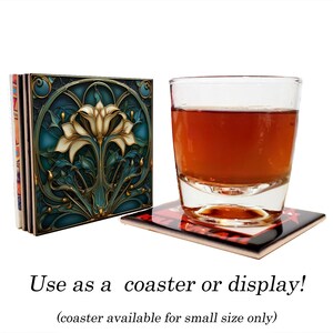 Bellflower Art Nouveau Decorative Tile | Drink Coaster | Flower Decor ...