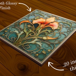 Bellflower Art Nouveau Decorative Tile Drink Coaster Desert Home Decor ...