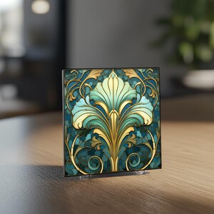 Bellflower Art Nouveau Decorative Tile | Art Deco | Drink Coaster ...