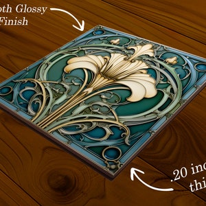 Bellflower Art Nouveau Decorative Tile Drink Coaster Desert Home Decor ...