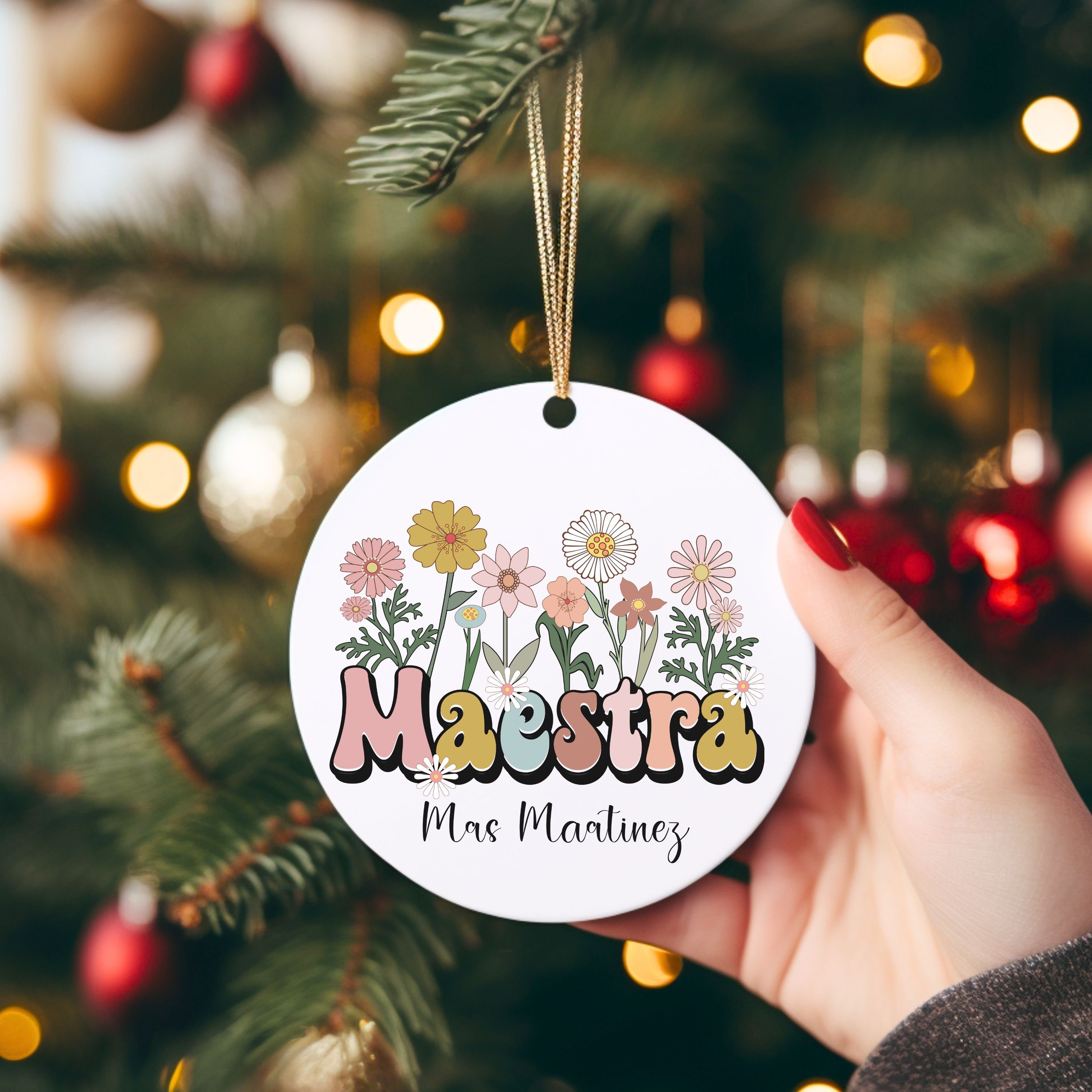 Personalised Spanish Teacher Gift Ornament, Customized Christmas ...