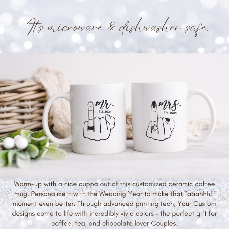 Custom Wedding Couple Mugs Gift, Mr Mrs Custom Matching Coffee Mug Set ...
