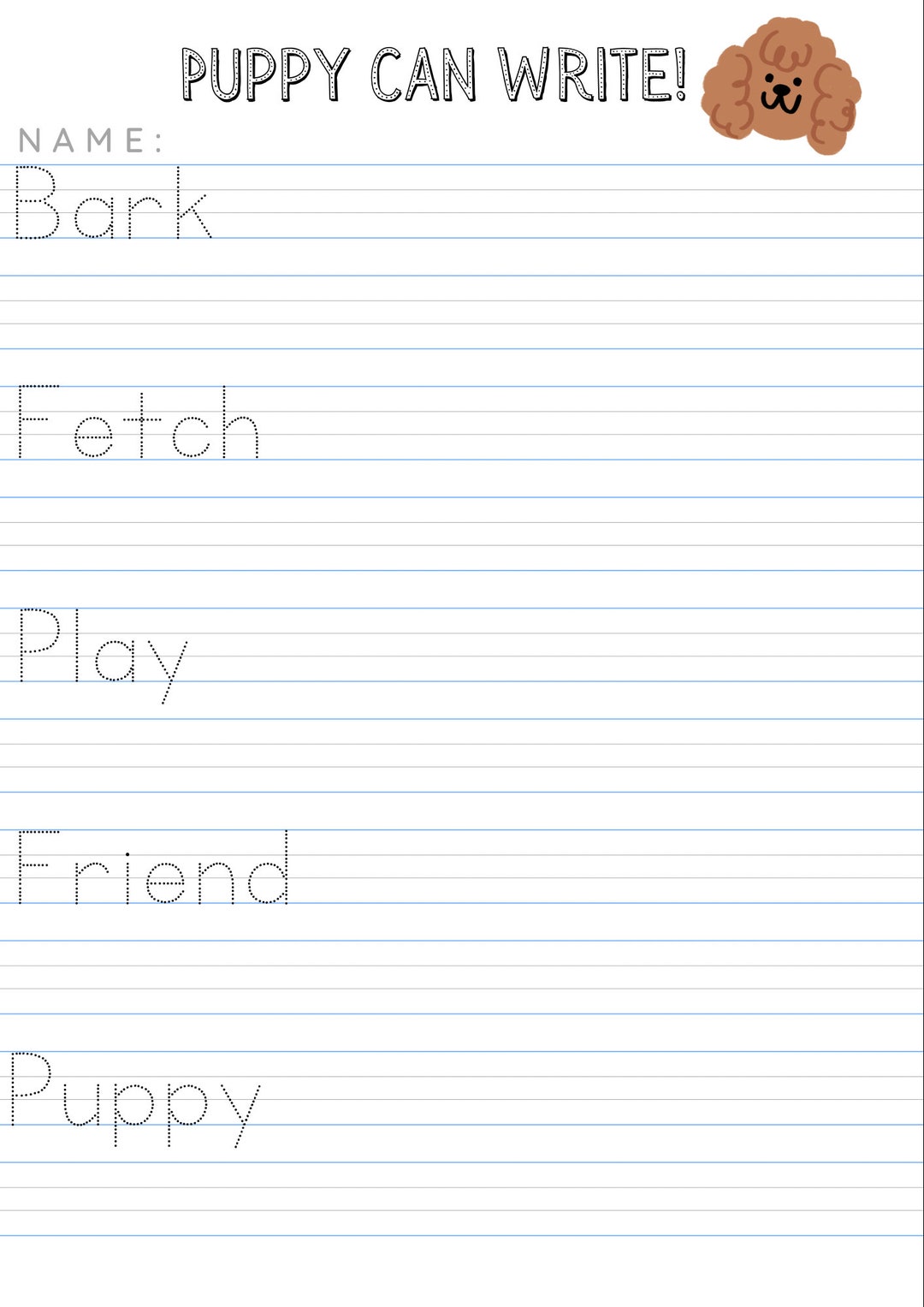 Kitty and Puppy Spelling Handwriting Writing Practice - Etsy