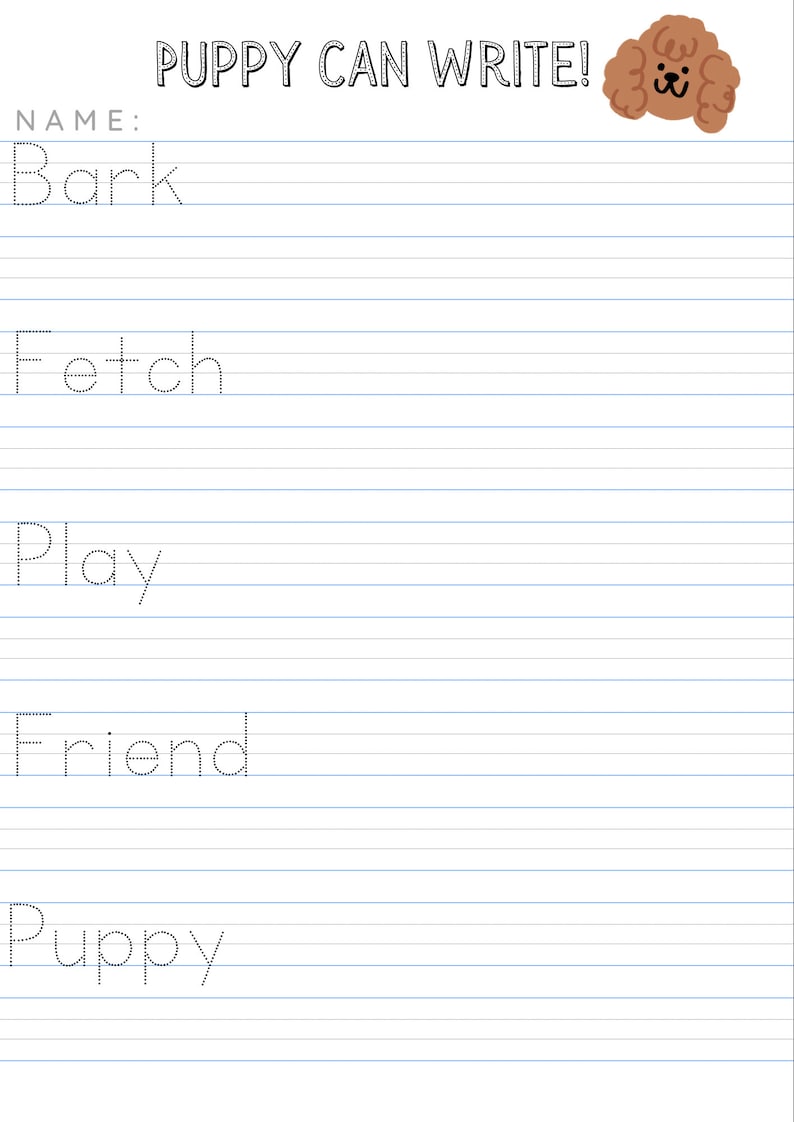 Kitty and Puppy Spelling Handwriting Writing Practice - Etsy
