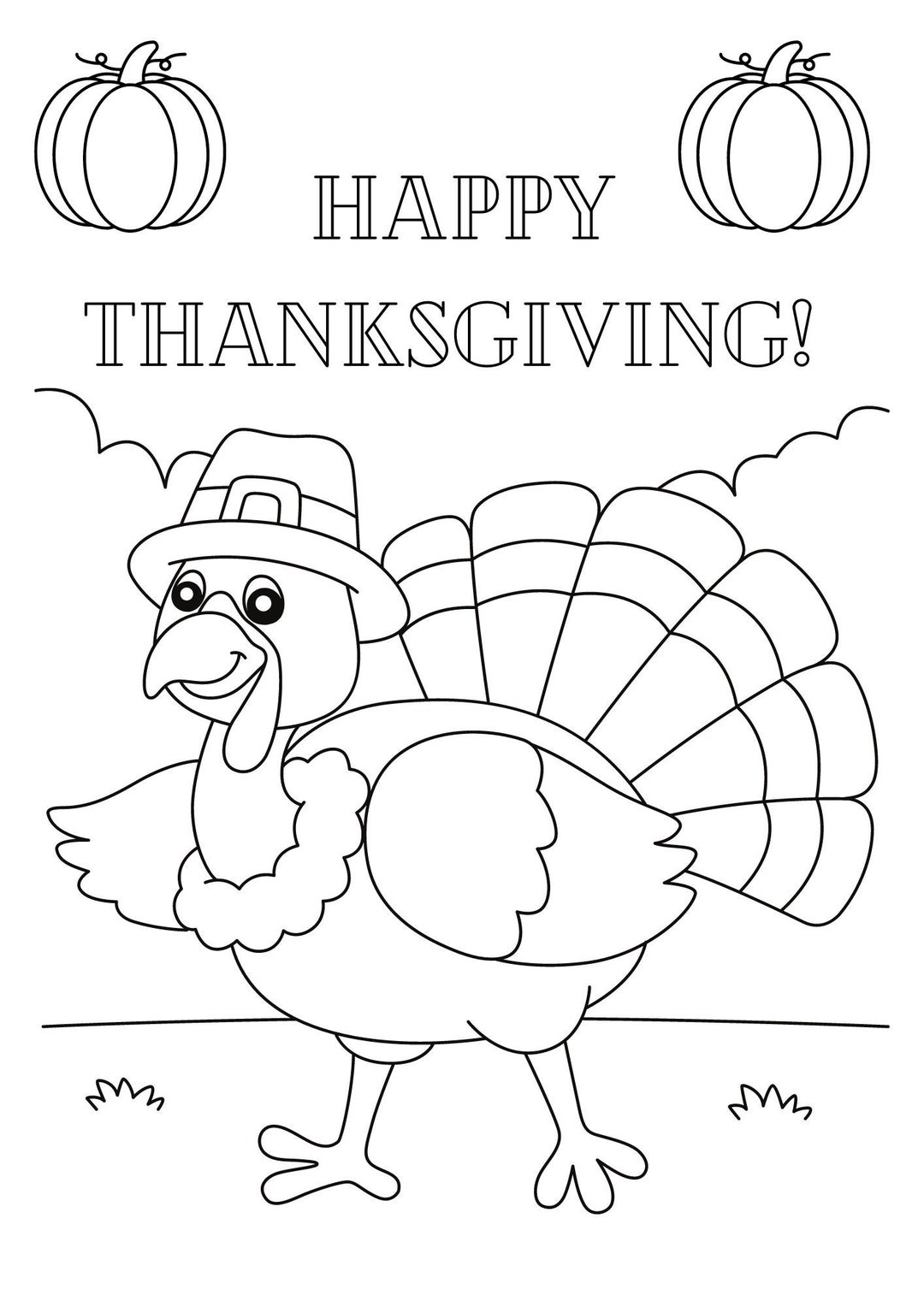 Thanksgiving Coloring Page Happy Thanksgiving - Etsy