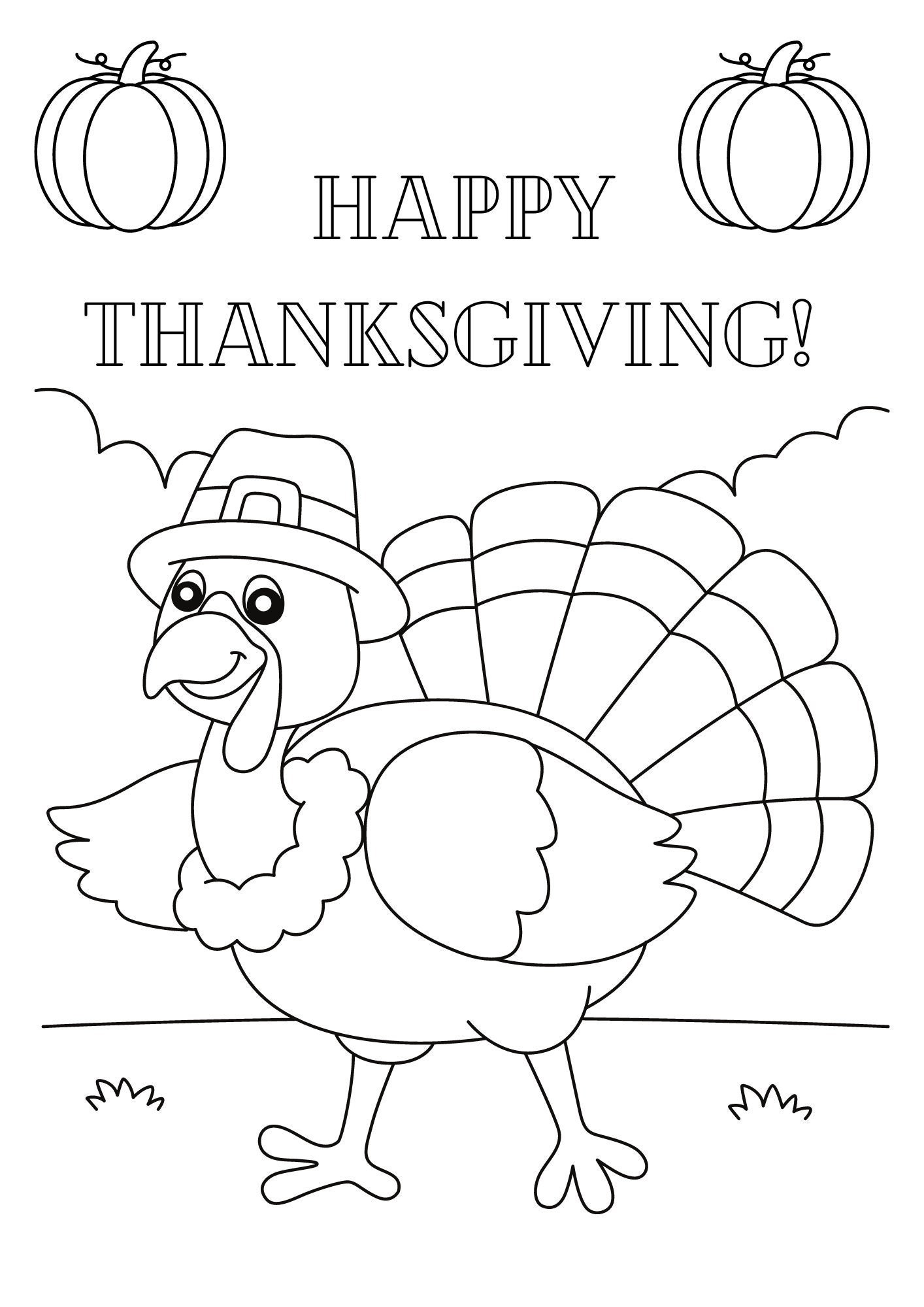 Thanksgiving Coloring Page Happy Thanksgiving - Etsy