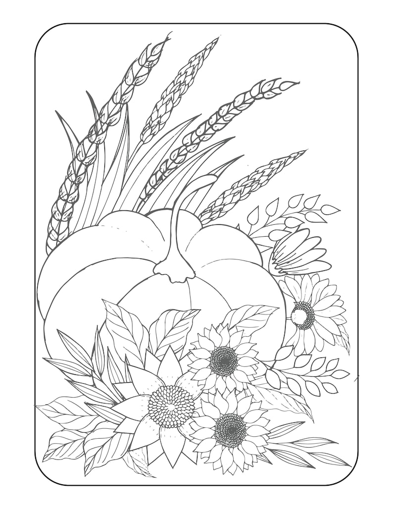 Autumn Themed Coloring Pages (10 Total) - Etsy