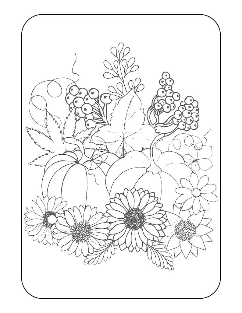 Autumn Themed Coloring Pages (10 Total) - Etsy