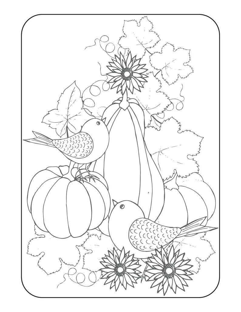 Autumn Themed Coloring Pages (10 Total) - Etsy