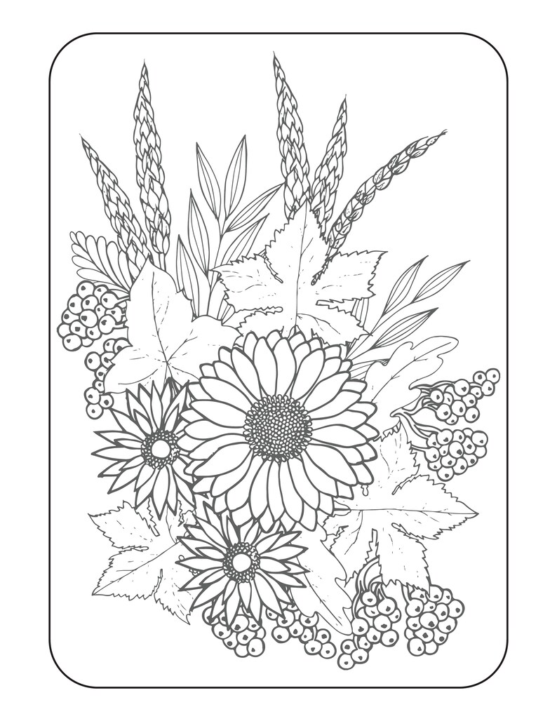 Autumn Themed Coloring Pages (10 Total) - Etsy