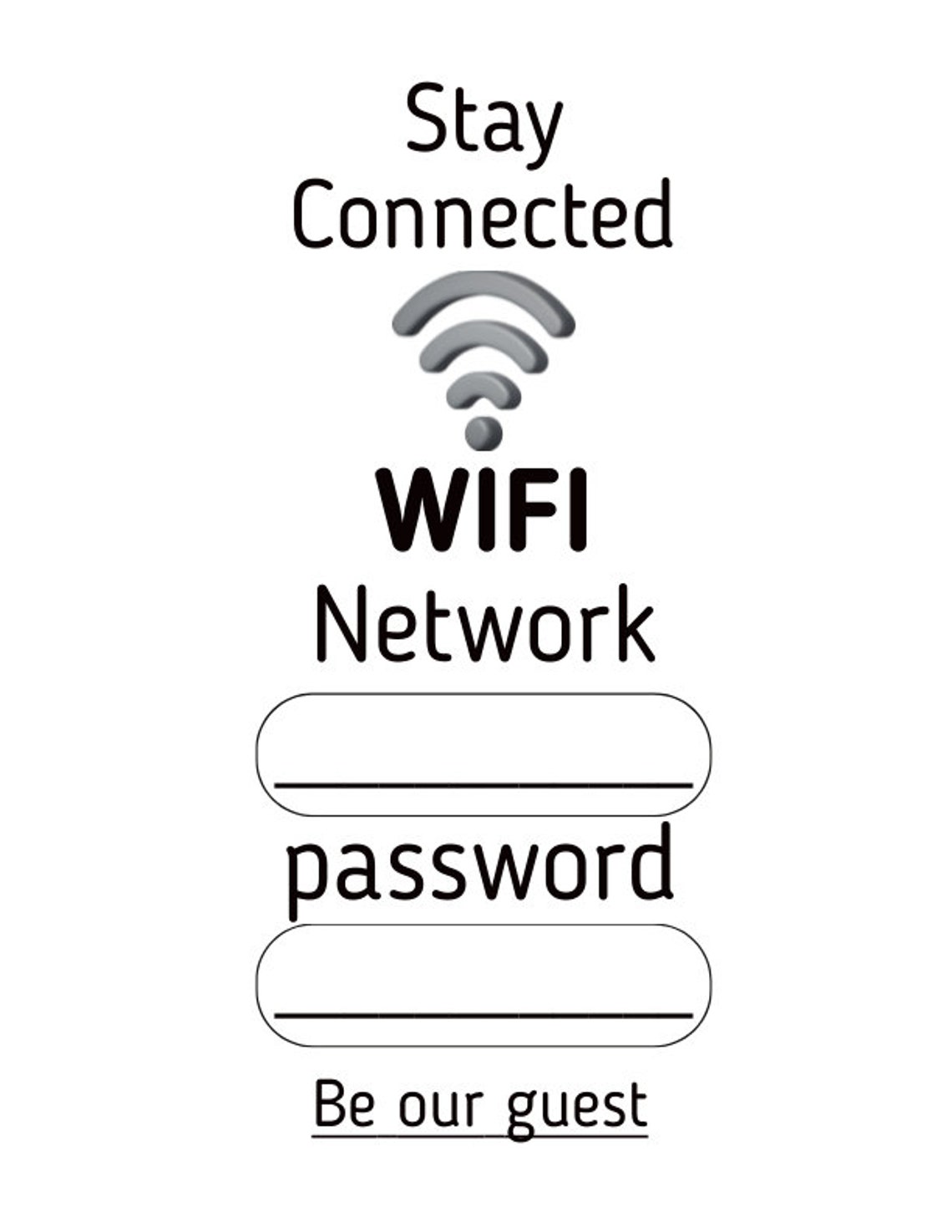 Fillable Wifi Password Sign, Printable Wifi Sign, Guest Room Printable ...