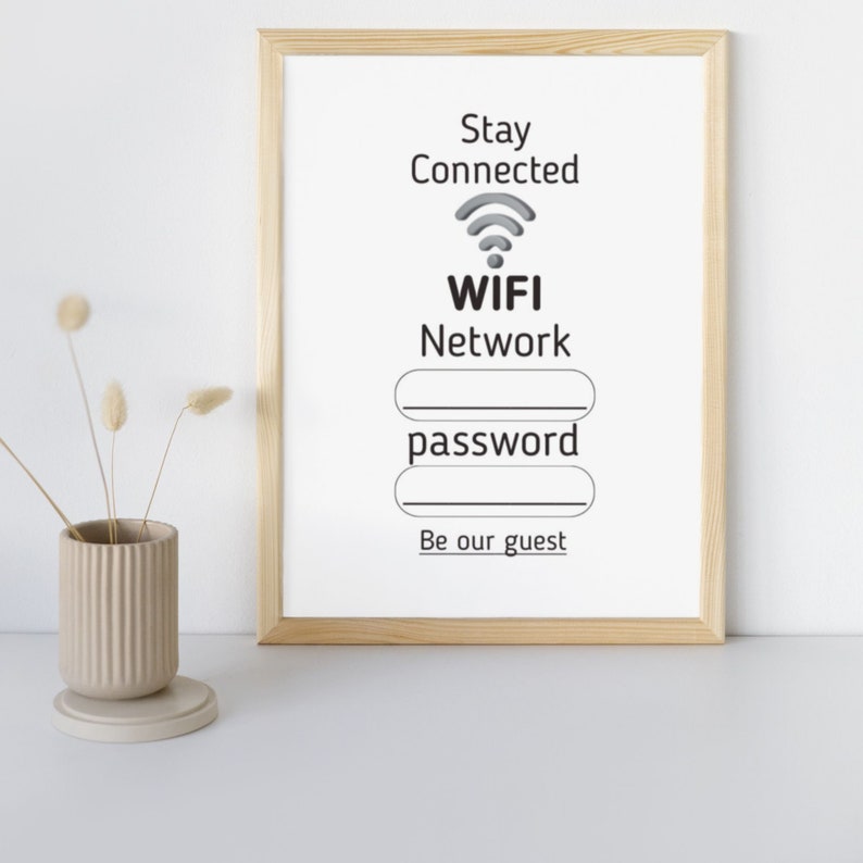 Fillable Wifi Password Sign, Printable Wifi Sign, Guest Room Printable ...
