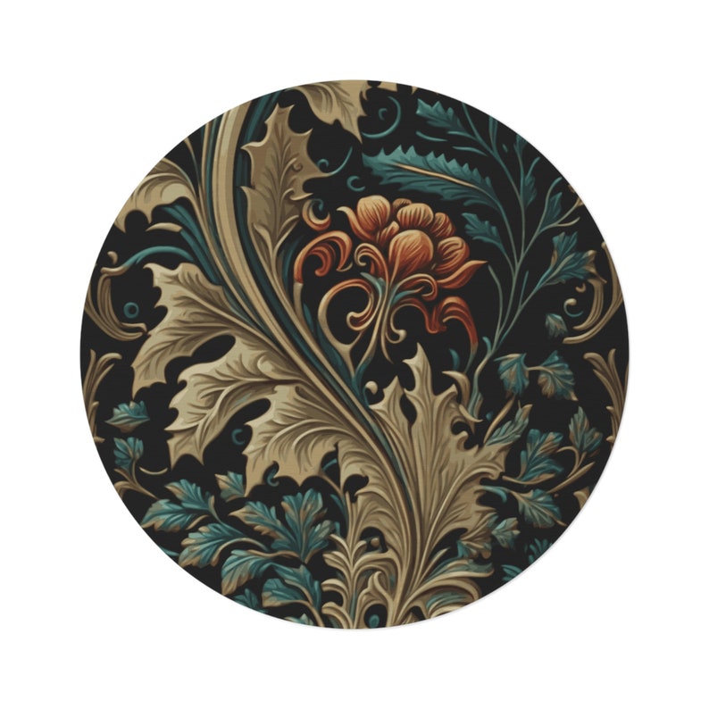 Round Rug | Victorian Gold Leaf - Etsy