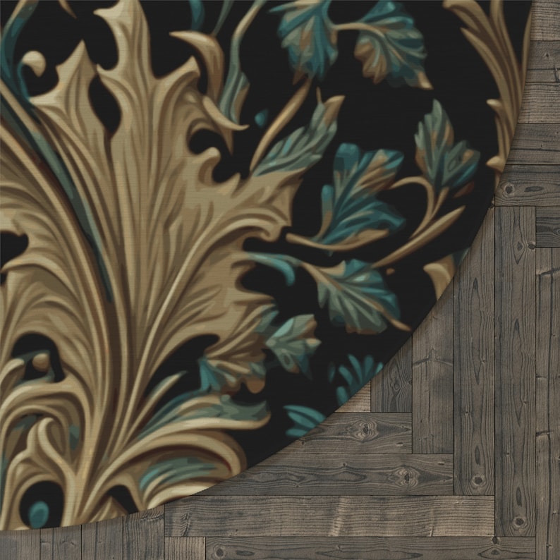 Round Rug | Victorian Gold Leaf - Etsy