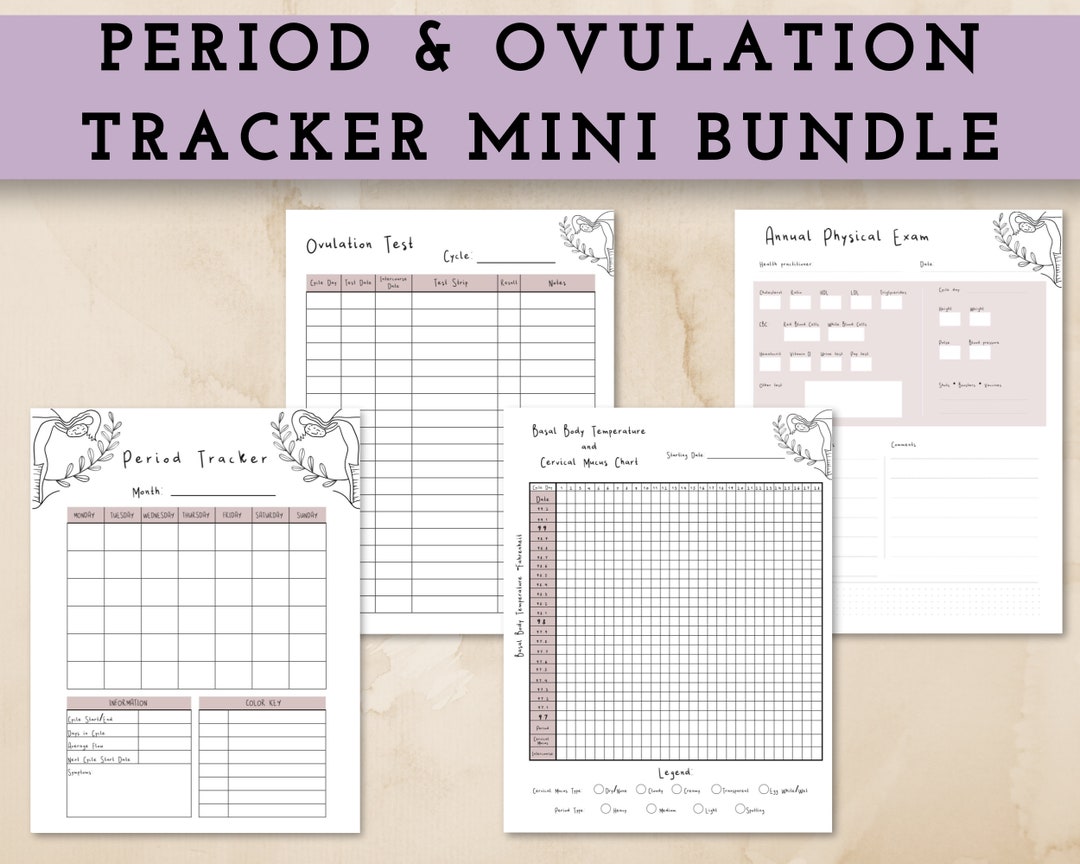 Printable Period & Ovulation Tracker, Period Health Tracker, Ovulation ...