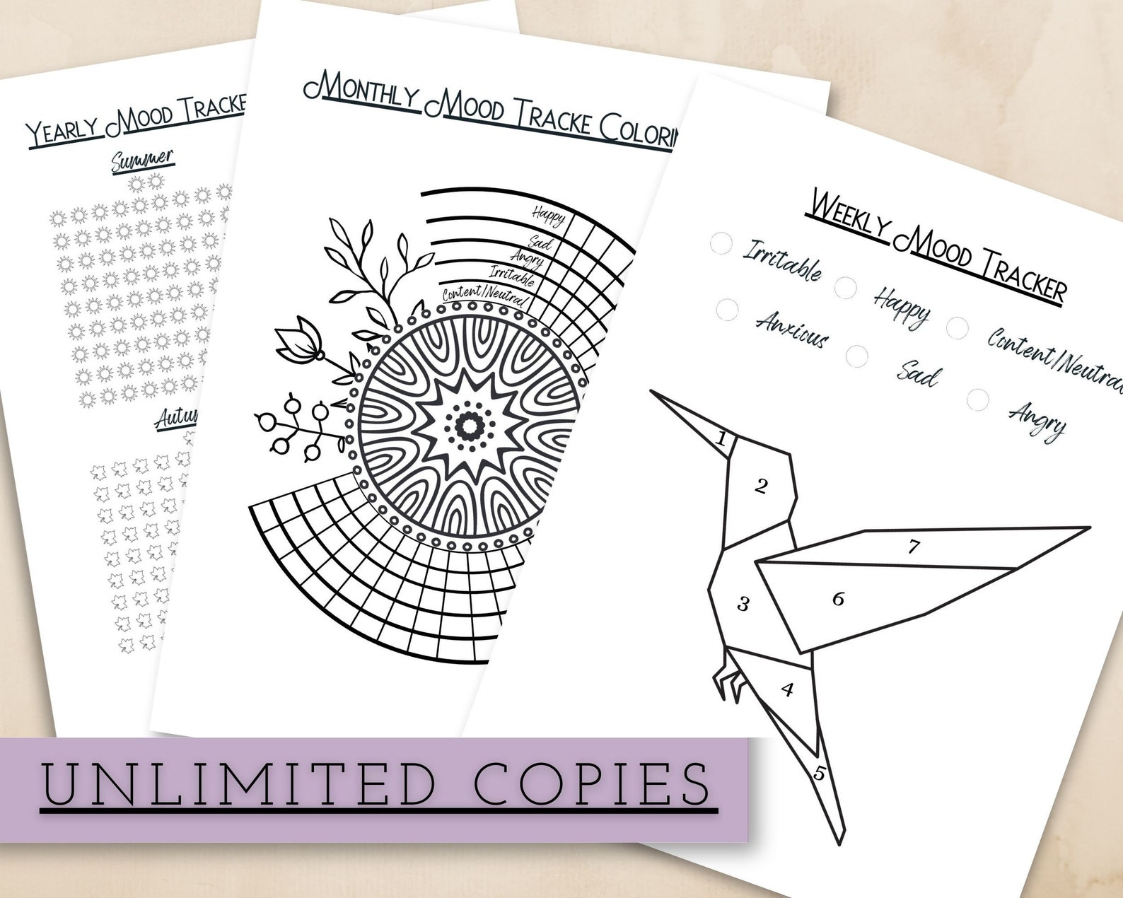 Printable Mood Tracker Coloring Pages, Mood Habit Tracker, Adult ...