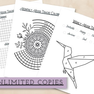 Printable Mood Tracker Coloring Pages, Mood Habit Tracker, Adult ...