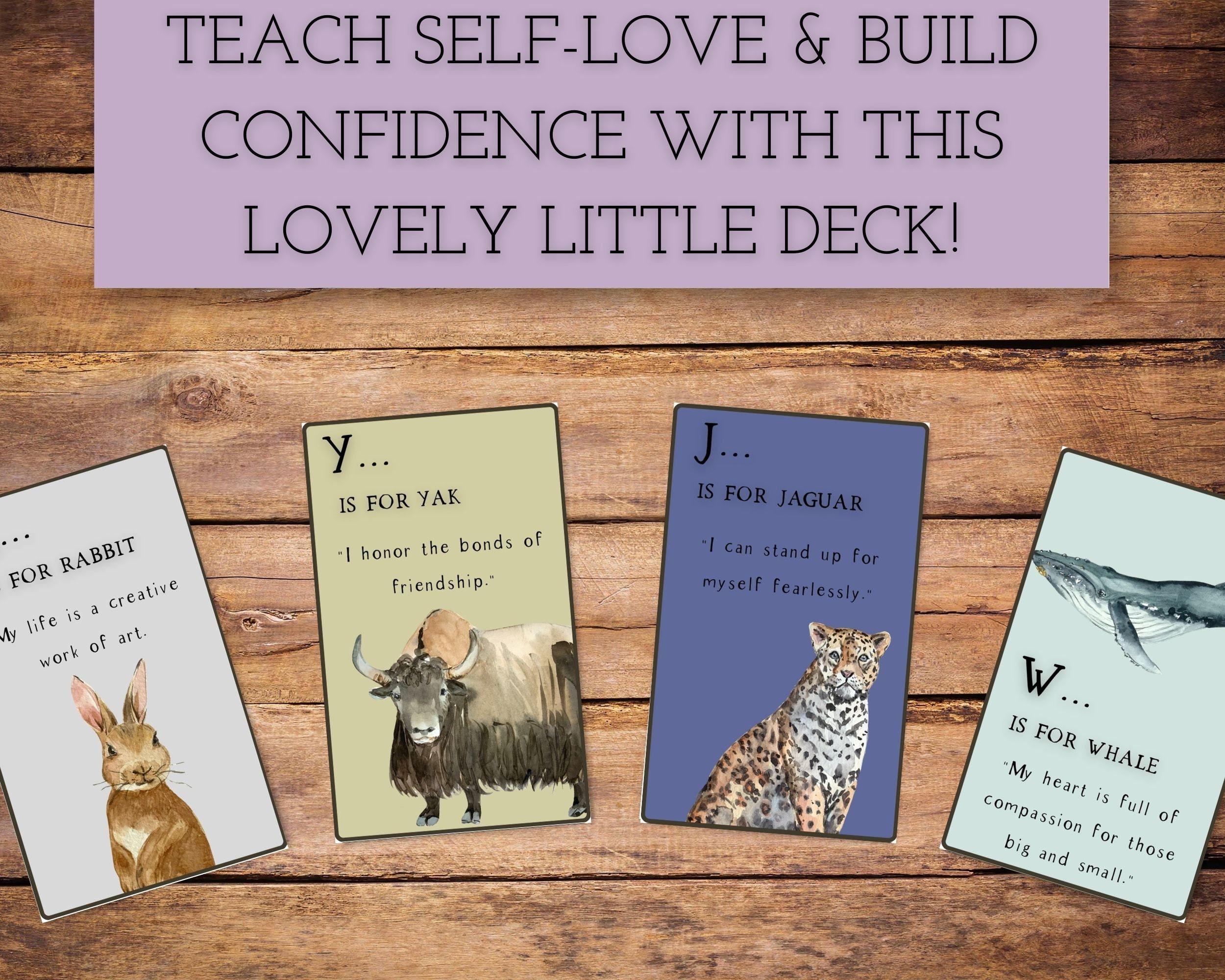 Printable Animal Cards, ABC Animal Cards, Positive Affirmation Cards ...