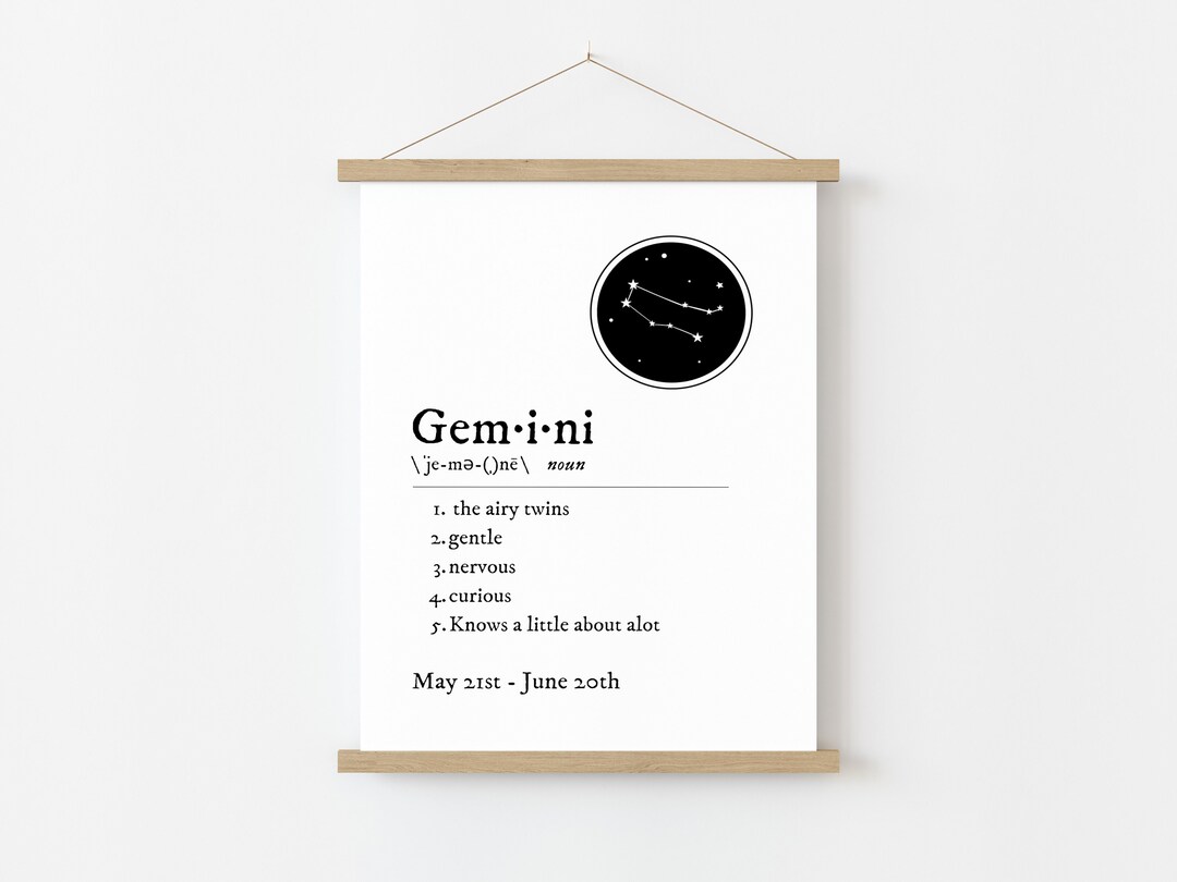 Gemini Dictionary Definition Printable Wall Art for Home and Office ...
