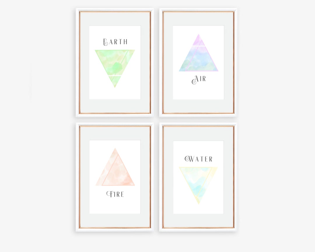 5 Elements of Life Printable Wall Art for Home, Earth, Air, Fire, Water ...