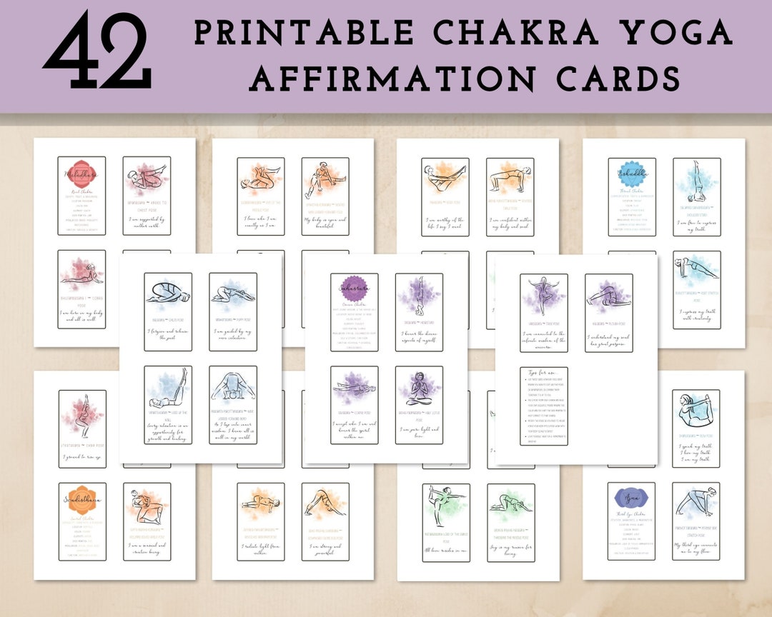 Printable Chakra Yoga Positive Affirmation Cards, Tool for Yoga ...