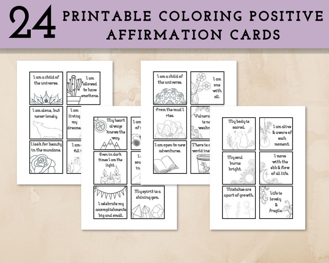 Printable Coloring Positive Affirmation Cards, Affirmations for Self ...