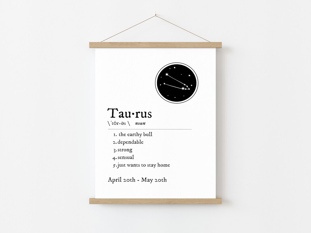 Taurus Dictionary Definition Printable Wall Art for Home and Office ...