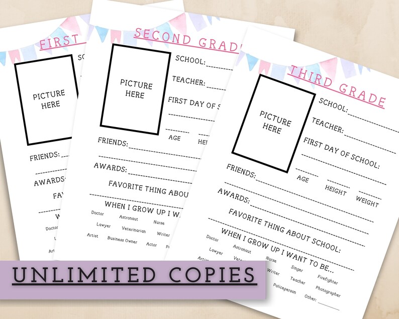 Pink School Days Printable Memory Book Pages, School Memories, Pre-k to ...