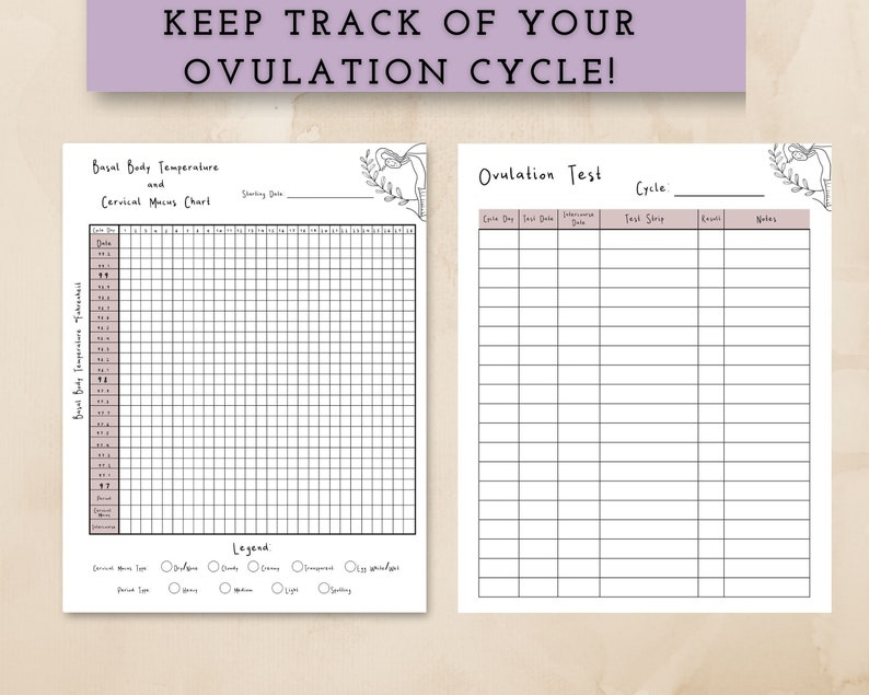 Printable Period & Ovulation Tracker, Period Health Tracker, Ovulation ...