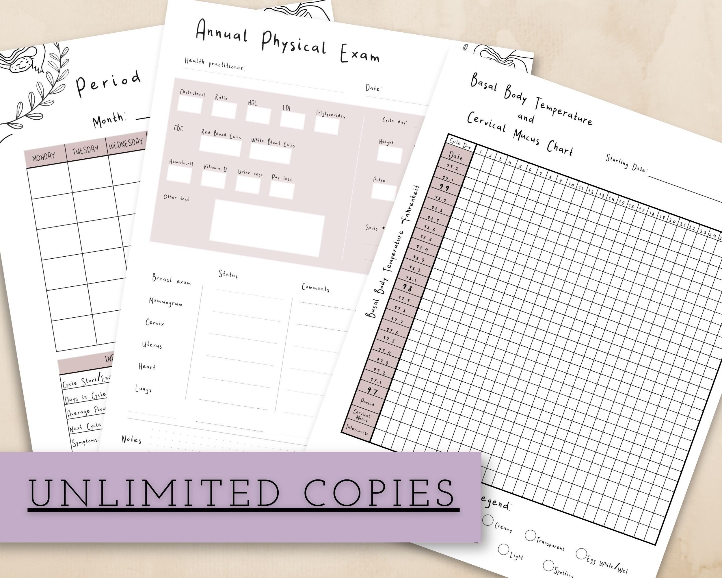 Printable Period & Ovulation Tracker, Period Health Tracker, Ovulation ...