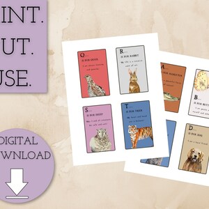 Printable Animal Cards, ABC Animal Cards, Positive Affirmation Cards ...