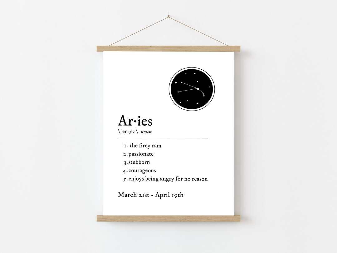 Aries Dictionary Definition Printable Wall Art for Home and Office ...