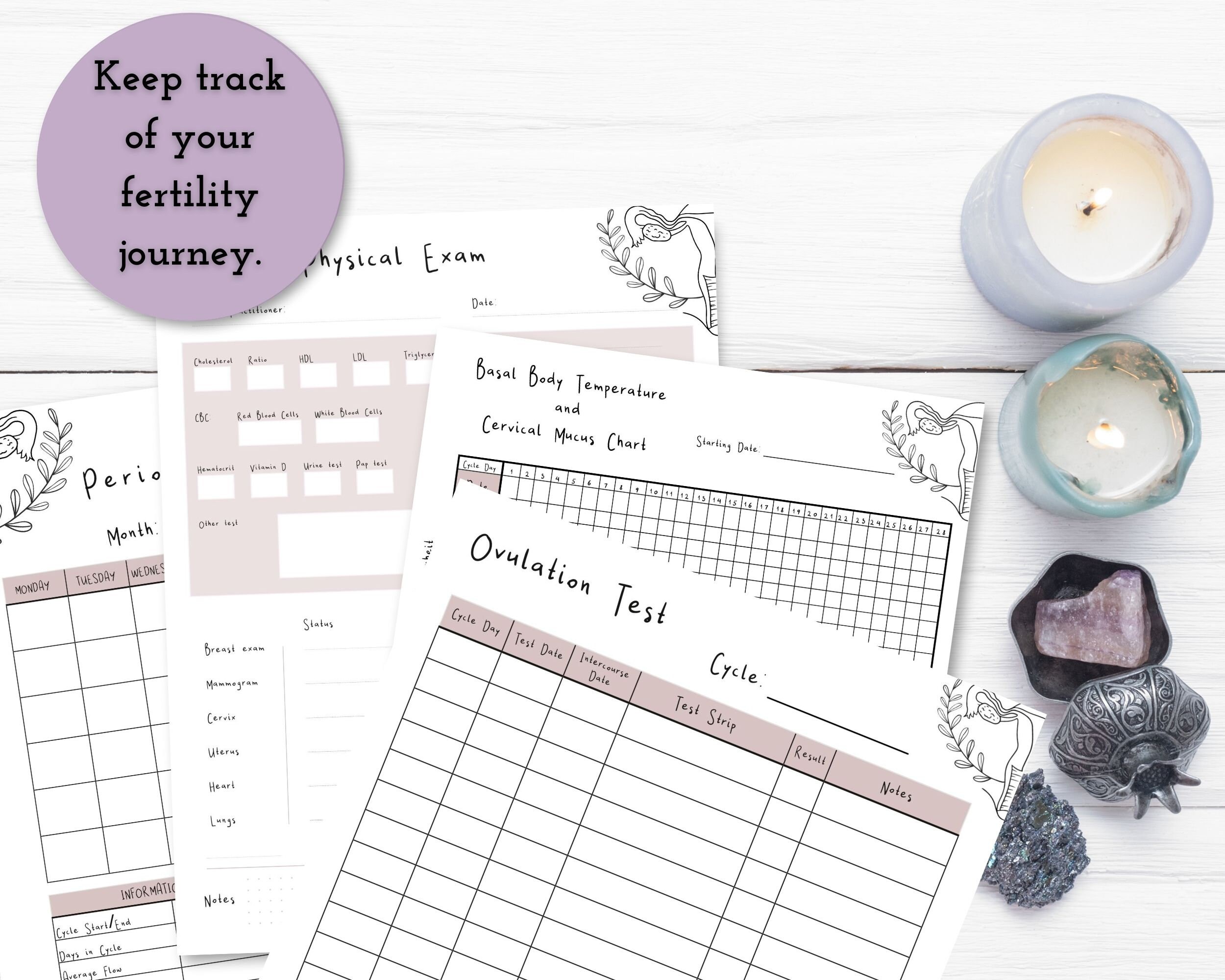 Printable Period & Ovulation Tracker, Period Health Tracker, Ovulation ...