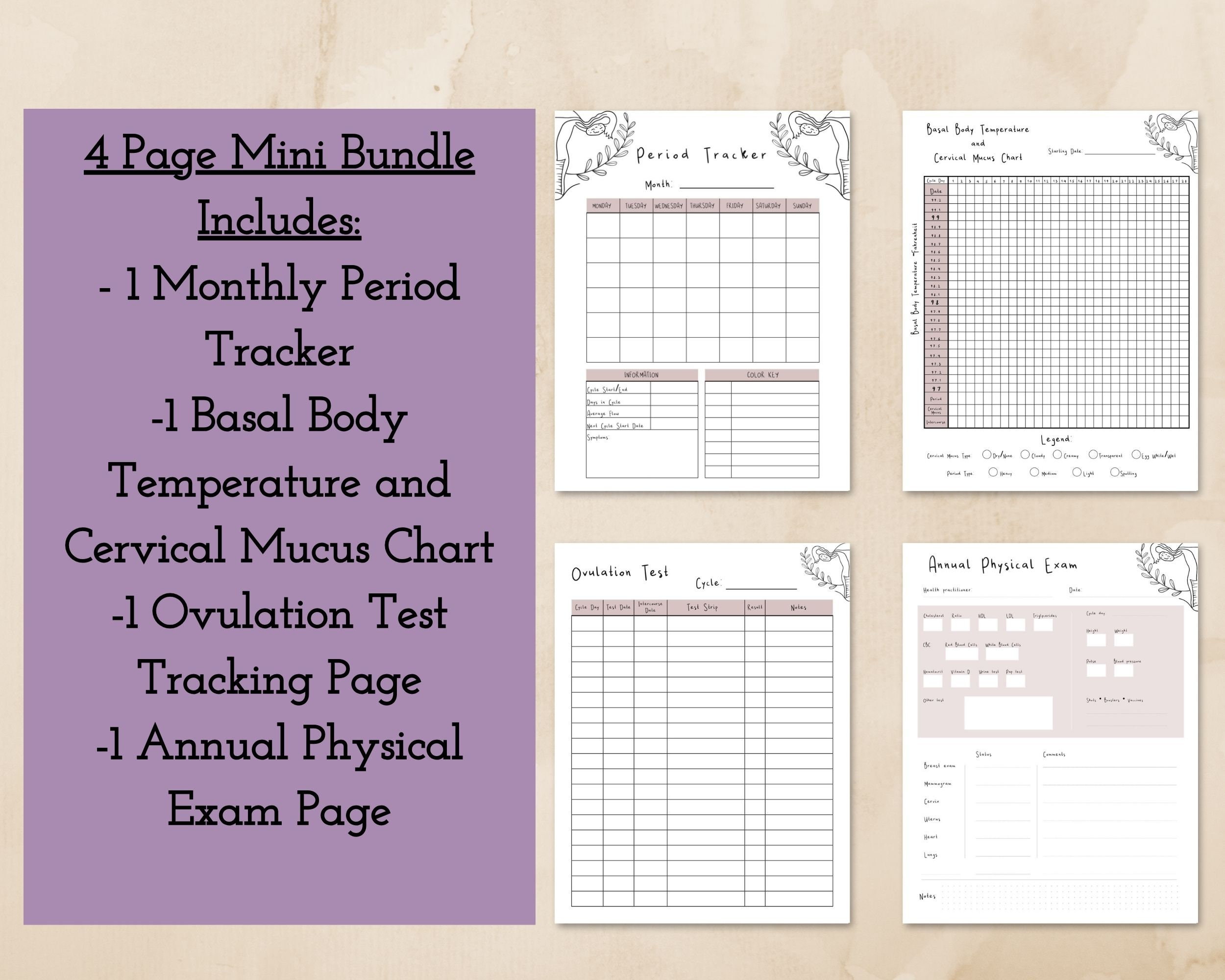 Printable Period & Ovulation Tracker, Period Health Tracker, Ovulation ...
