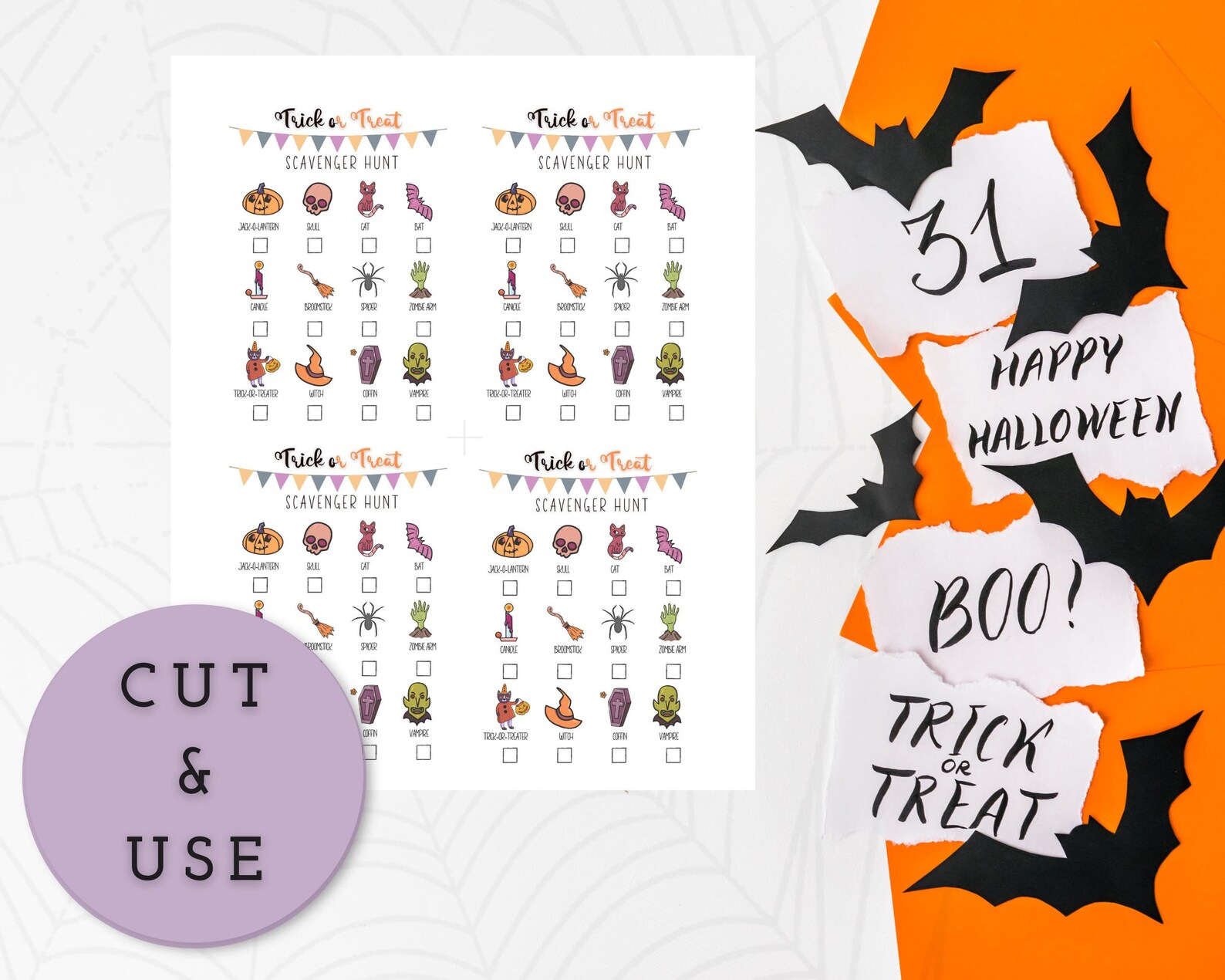 Printable Halloween Scavenger Hunt, Trick or Treat Scavenger Hunt, Fun ...