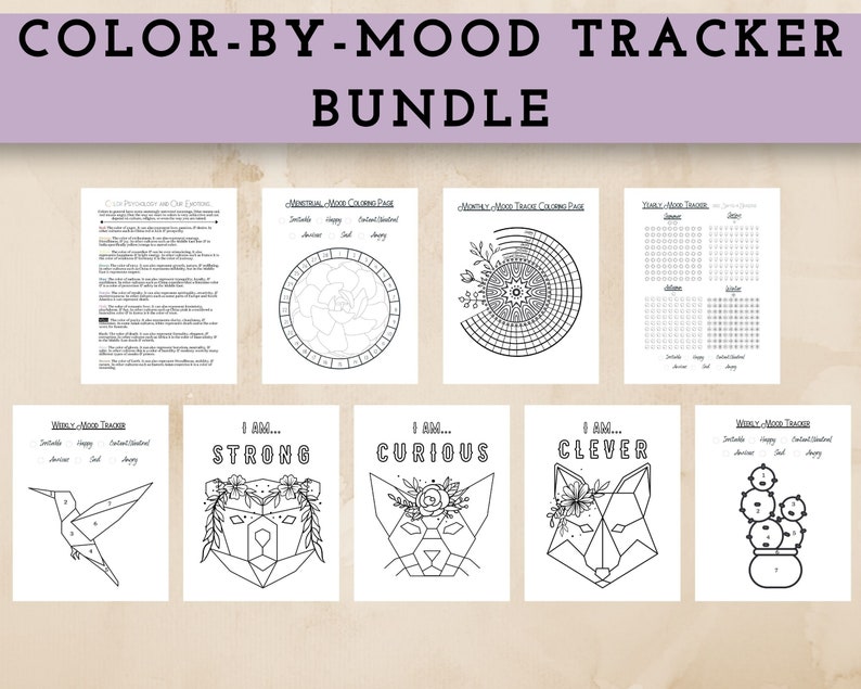 Printable Mood Tracker Coloring Pages, Mood Habit Tracker, Adult ...