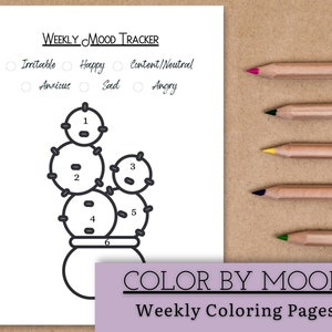 Printable Mood Tracker Coloring Pages, Mood Habit Tracker, Adult ...