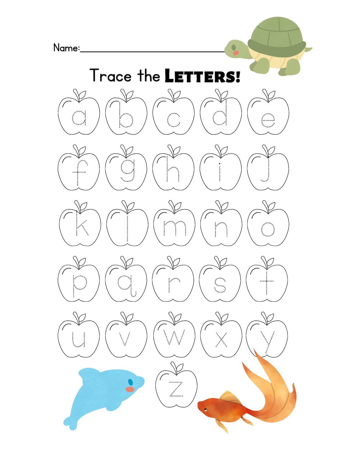 Alphabet Tracing Worksheets: Lowercase Letters, 4 Designs (digital ...