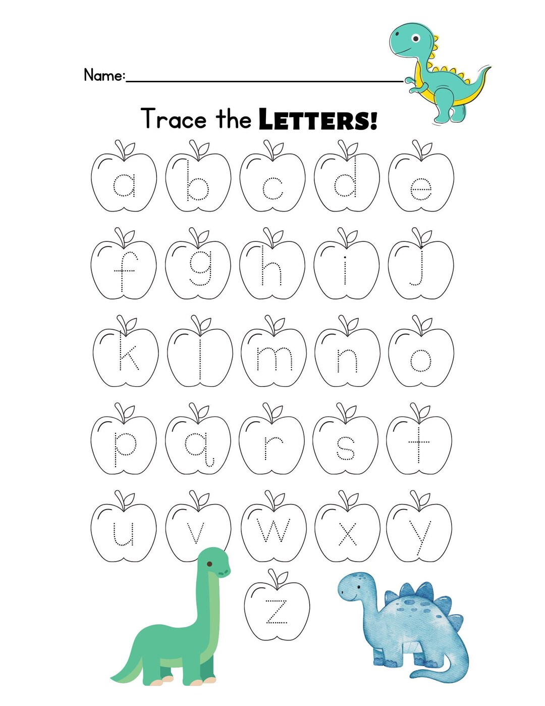 Alphabet Tracing Worksheets: Lowercase Letters, 4 Designs (digital ...