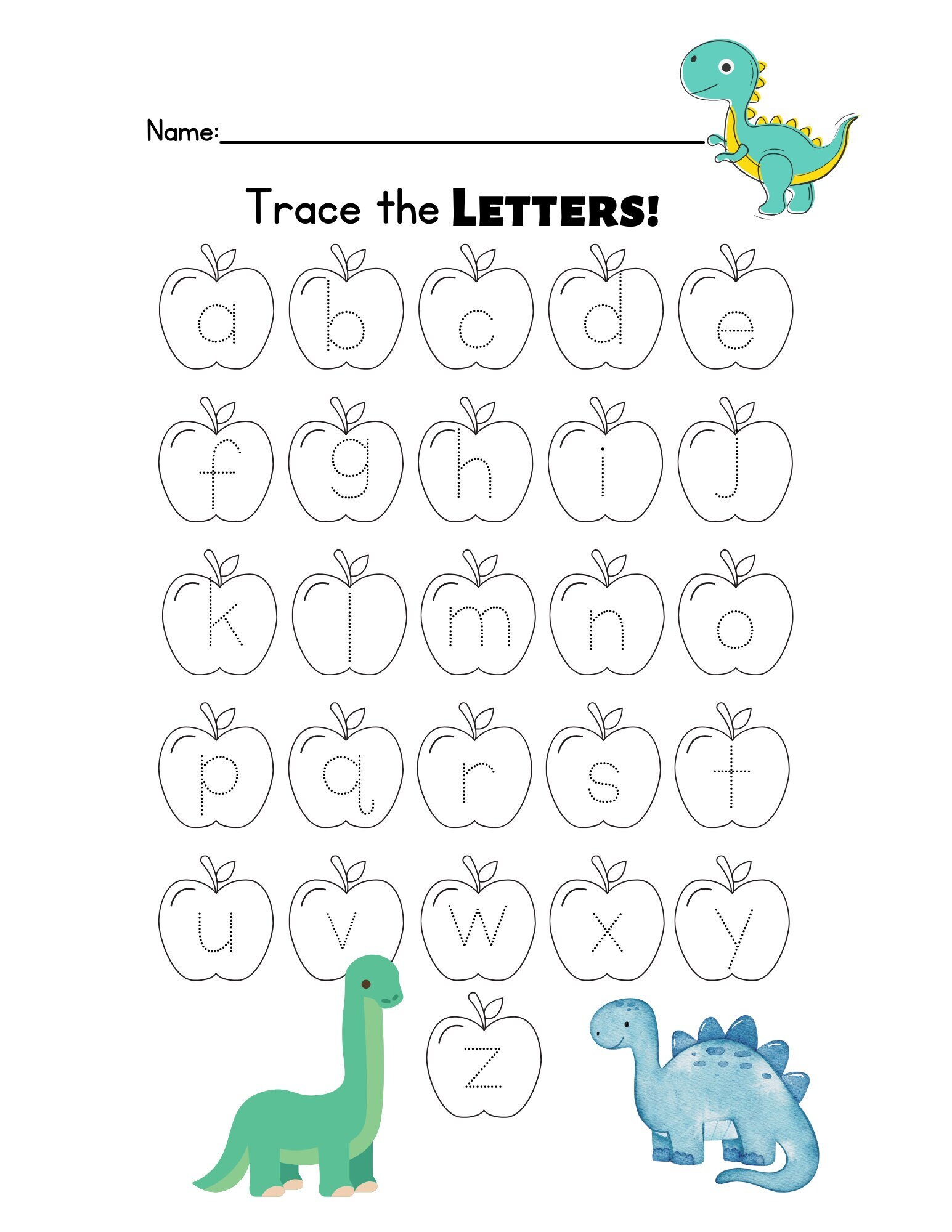 Alphabet Tracing Worksheets: Lowercase Letters, 4 Designs (digital ...