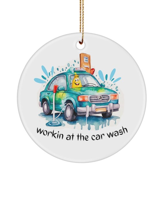 Car Wash Ornament Hanging Dash Ornament Workin at the Car Wash Ornament Fans of Car Wash Car Wash Attendant Watercolor Car Wash