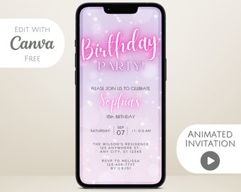 Animated Birthday Video Invitation, Editable Template, Electronic ...