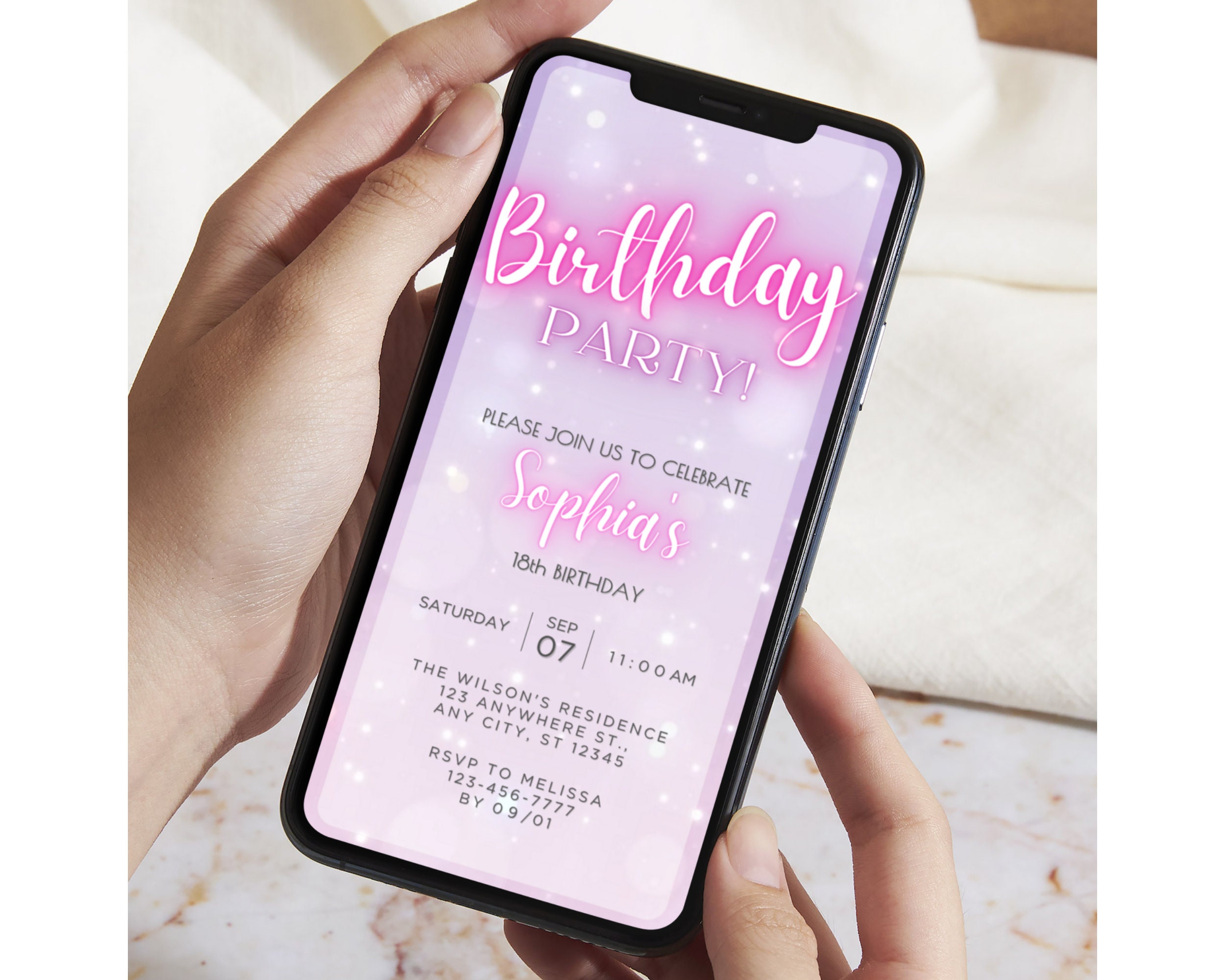 Pink Animated Invitation Editable Canva Template Instant Download Video ...